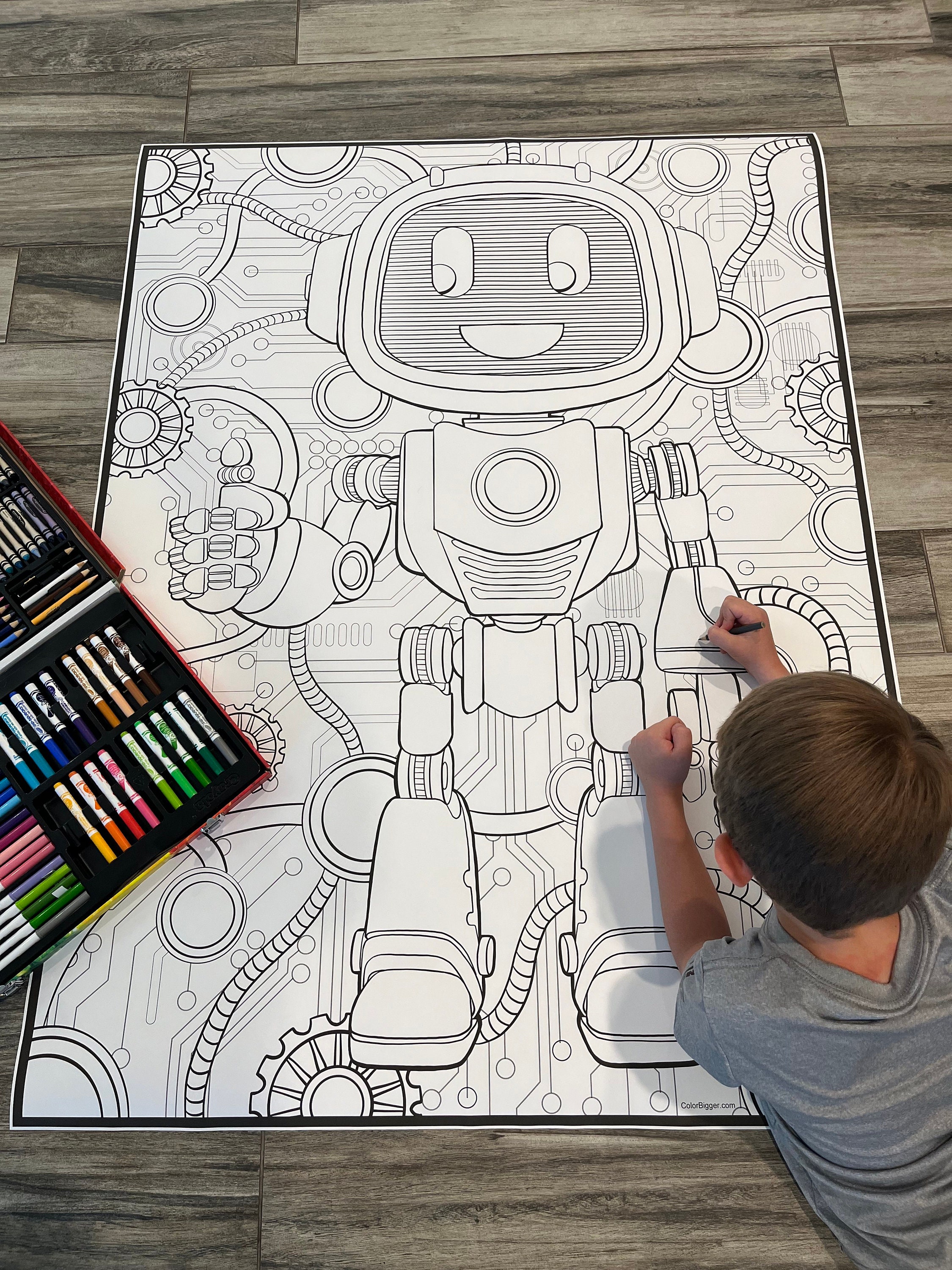 Huge Robot Coloring Poster in Sizes 24x32 or 36x48, Home Decor, Wall ...
