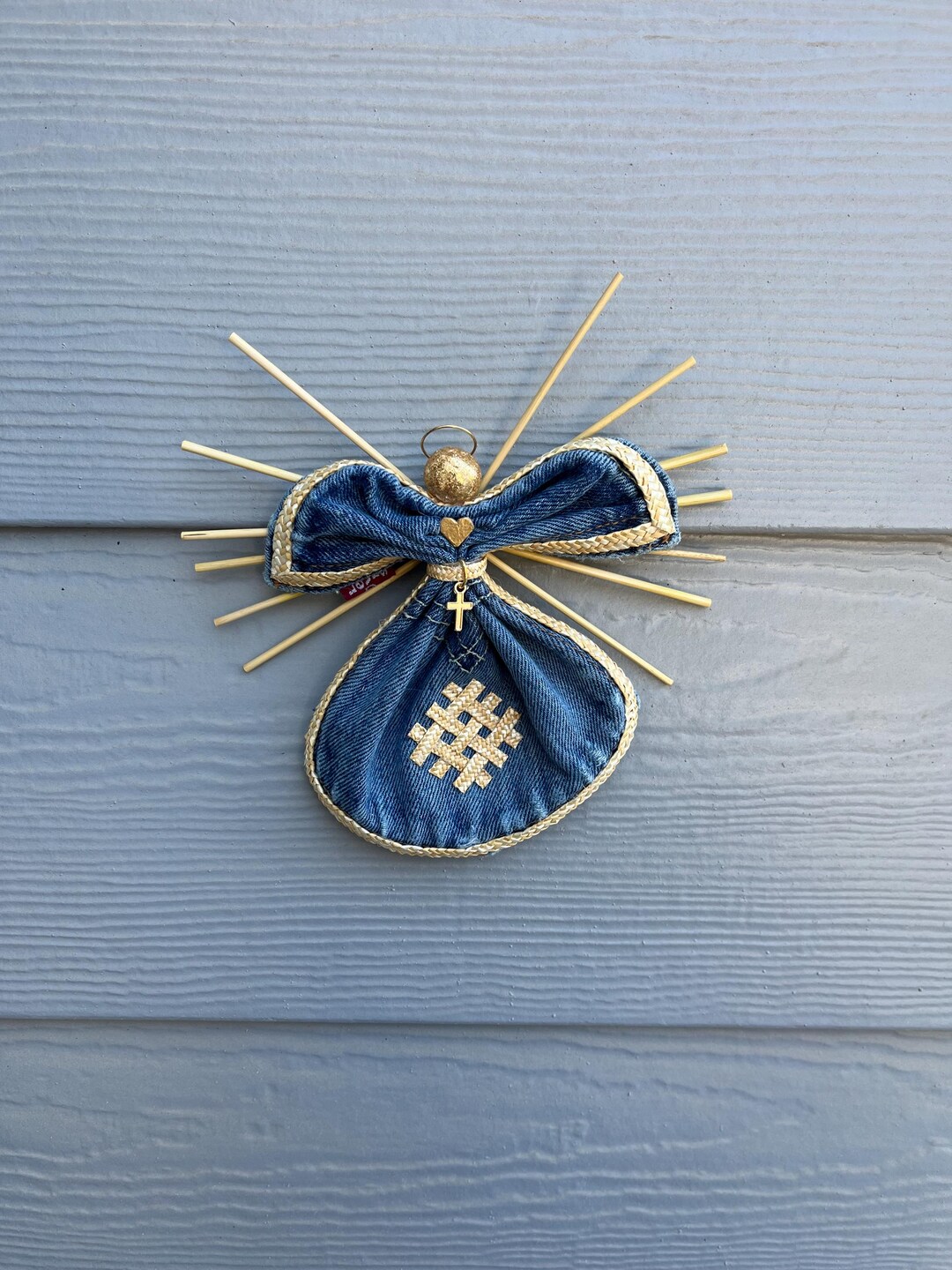 Wheat Angel & Denim Pocket Angel - Etsy