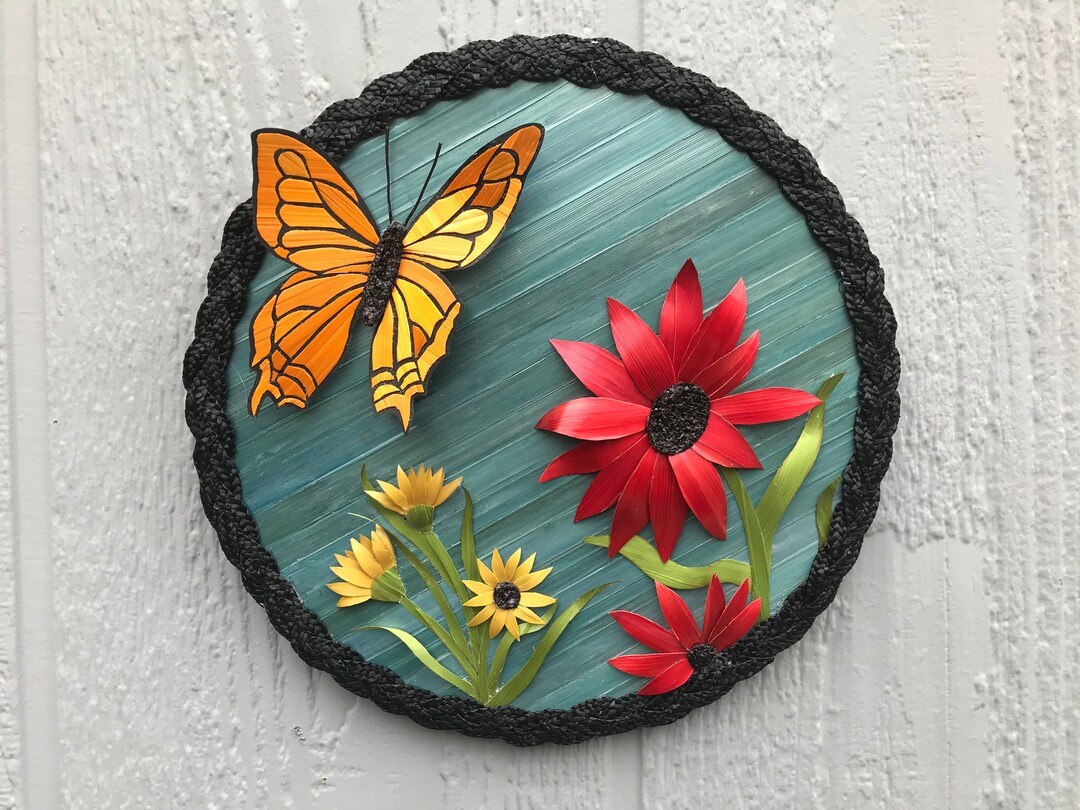 Straw Marquetry Butterfly Garden - Etsy