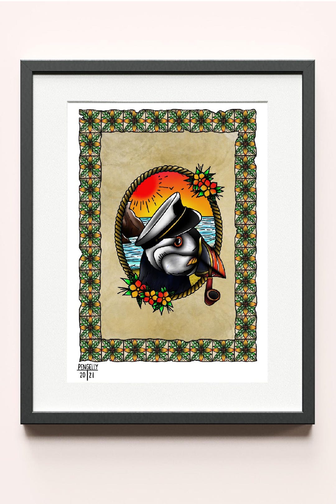Puffin' Puffin Sailor Art Print Traditional Tattoo Neo Traditional ...