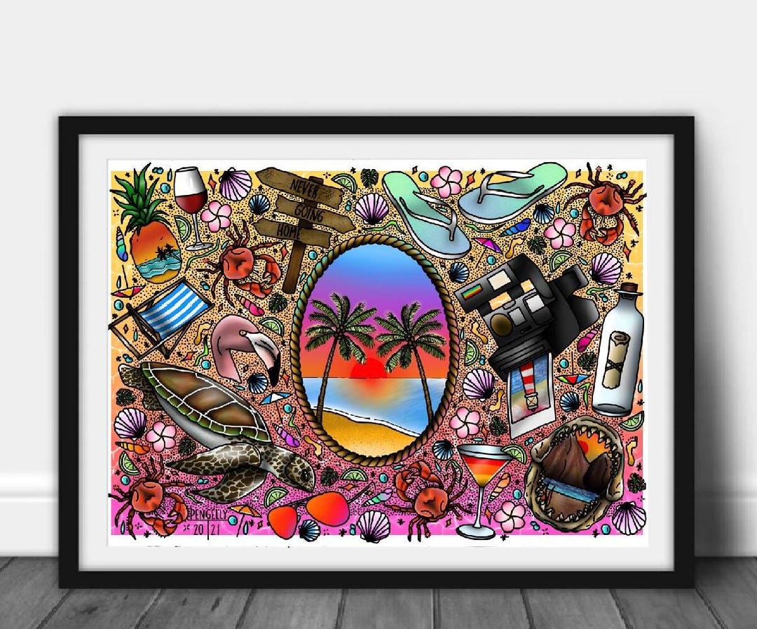 Beach Print Traditional Tattoo Neo Traditional Tattoo Flash Art Tattoo ...