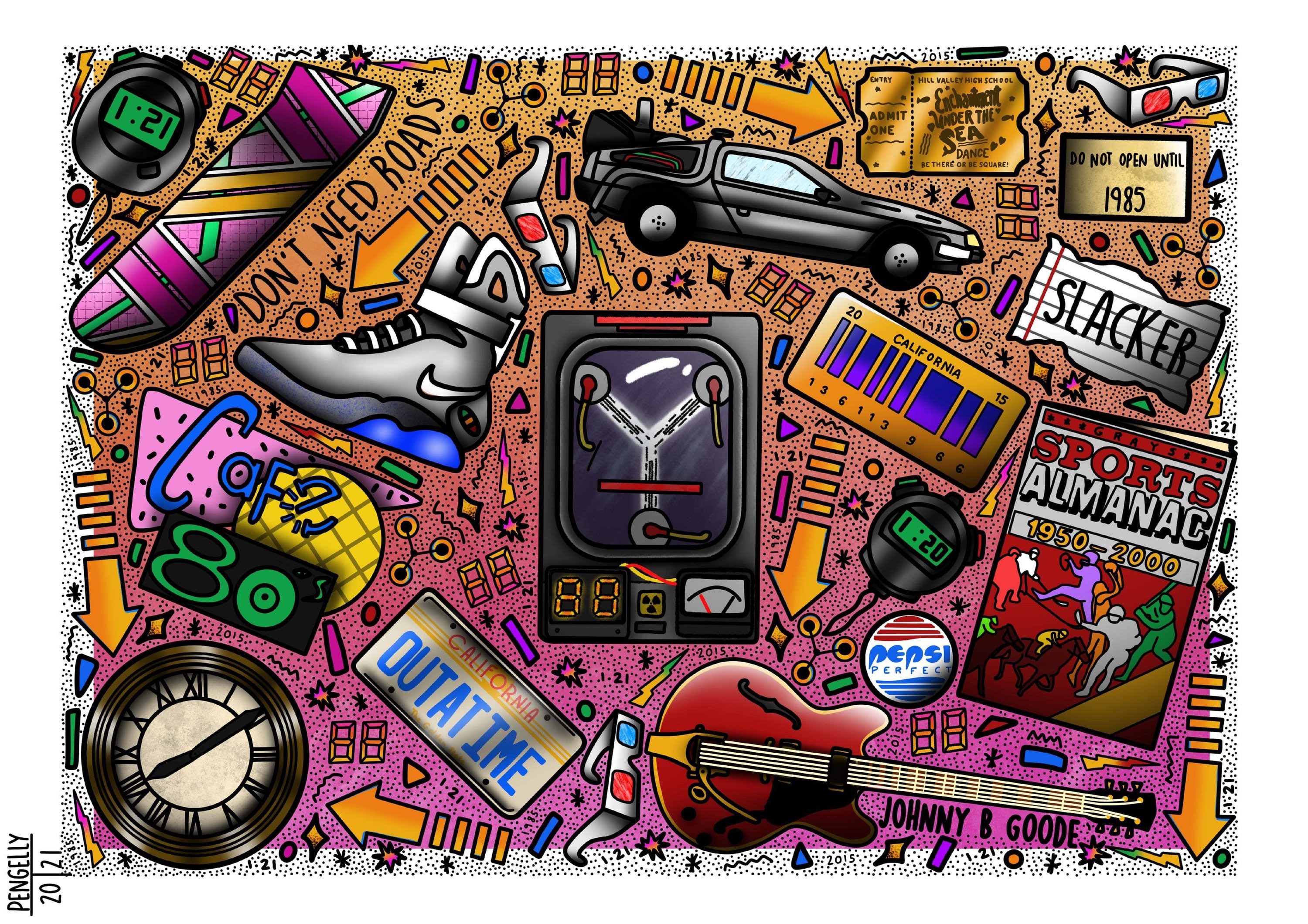 Back to the Future Tattoo Flash Art Print: Neo Traditional Style - Etsy