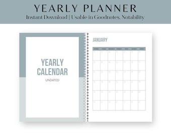 Undated Calendar/planner Blue Hearts, Digital Calendar, Undated ...