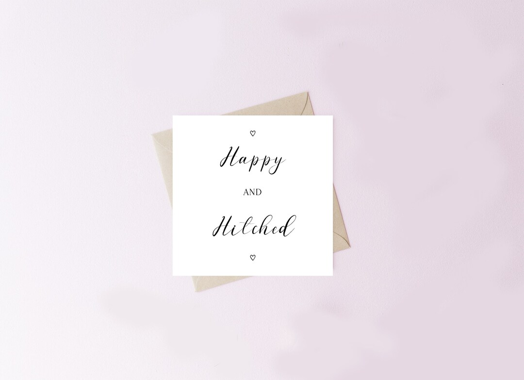 Happy and Hitched Fun Wedding Card Unique Wedding Card - Etsy