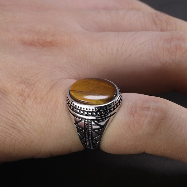 Tiger Eye Ring Men - Etsy