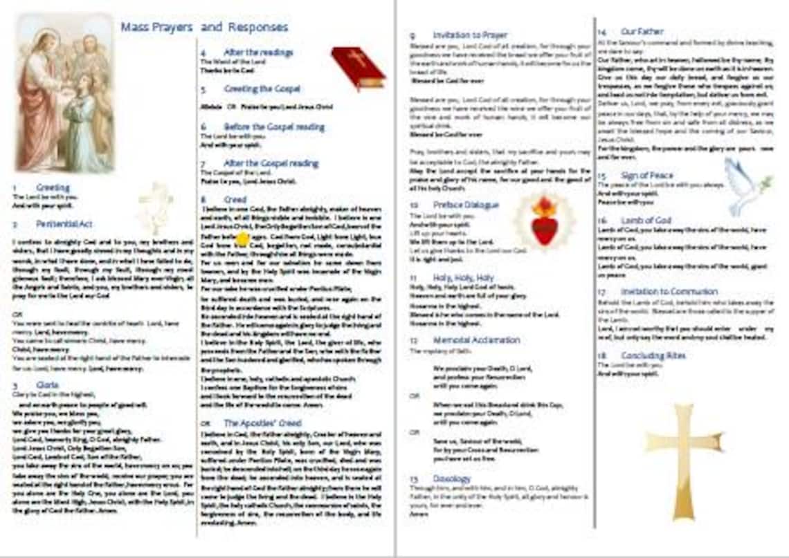 Mass Prayers and Responses - TO PRINT - A4 Recto Verso Pdf - Etsy