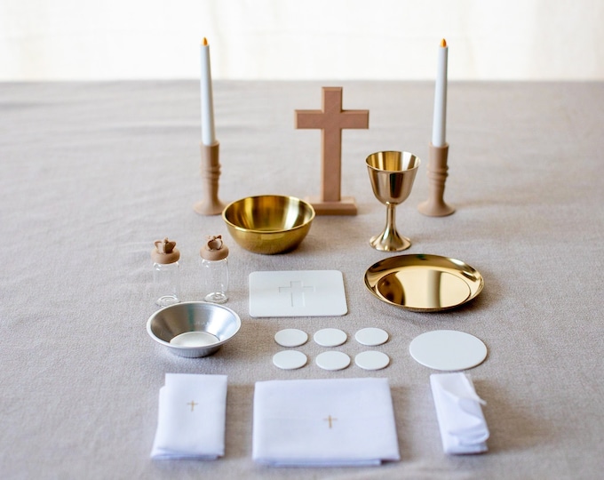 Silver Tone Nickel and Gold Plated Brass Hammered Chalice & Ciborium ...