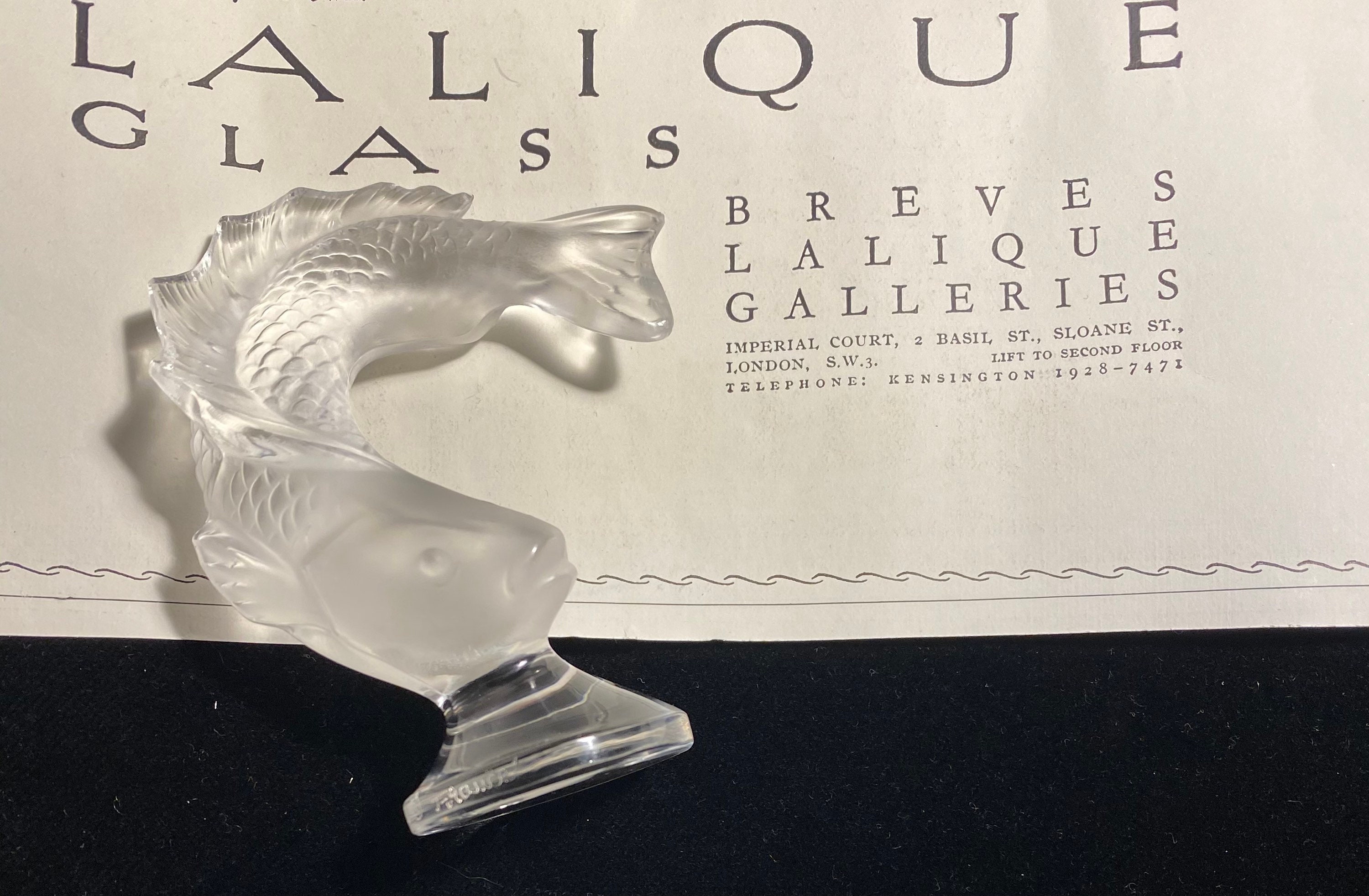 Lalique Goujon Glass Fish Statue - Etsy