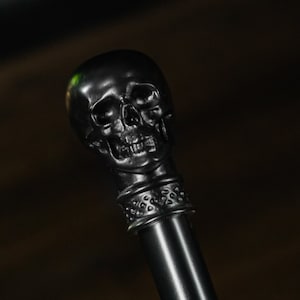 Skull Walking Cane - Hand Carved Wooden Stick - Gothic Cane Carved ...