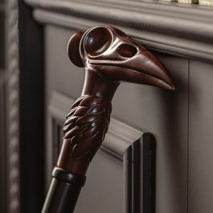 Crow Walking Cane, Raven Cane Walking Stick, Wooden Cane Handcarved ...