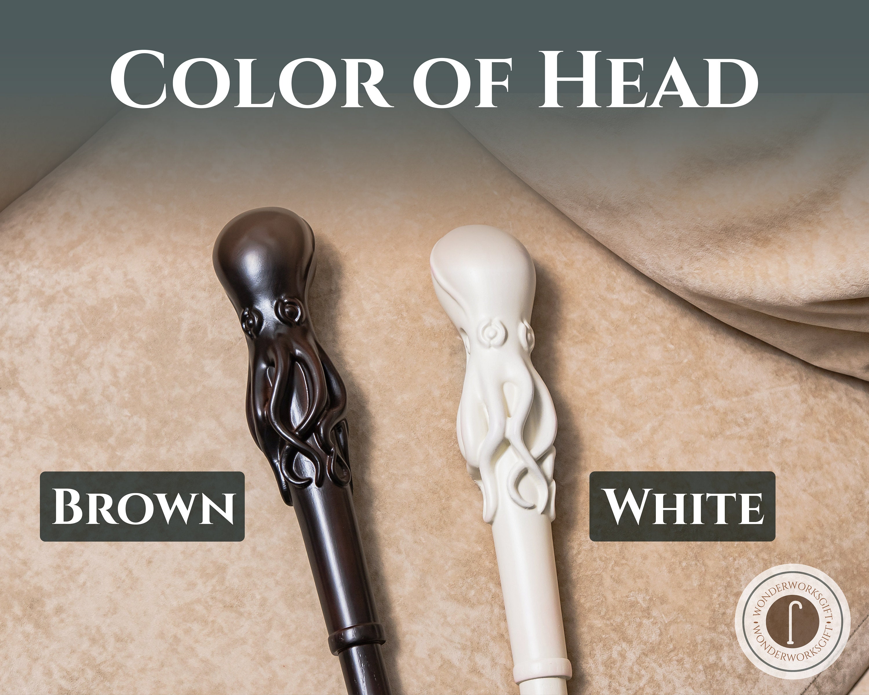 Wooden Walking Cane With Octopus Handle, Hand Carved Walking Cane for ...