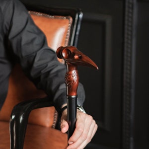 Crow Walking Cane, Raven Cane Walking Stick, Wooden Cane Handcarved ...