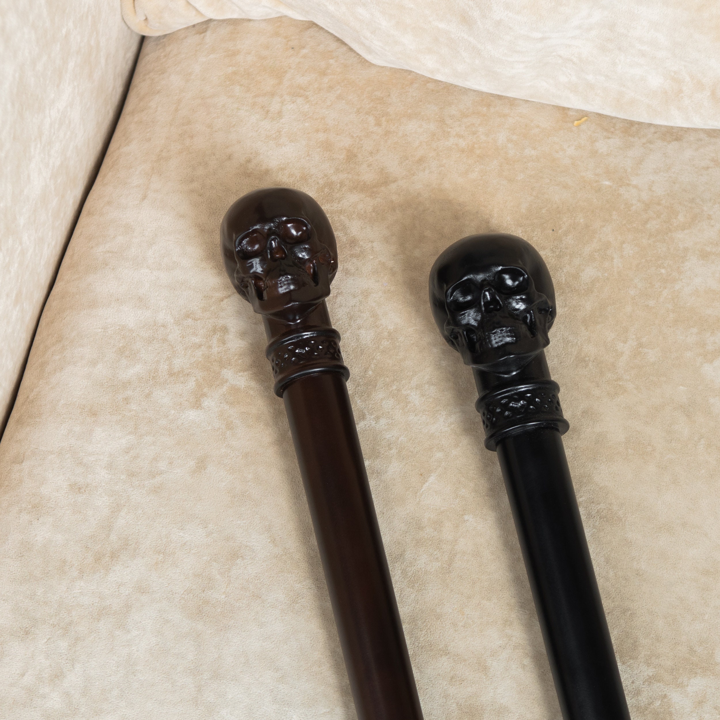 Hand Carved Skull Handle Walking Stick, Custom Black Skull Cane for Men ...