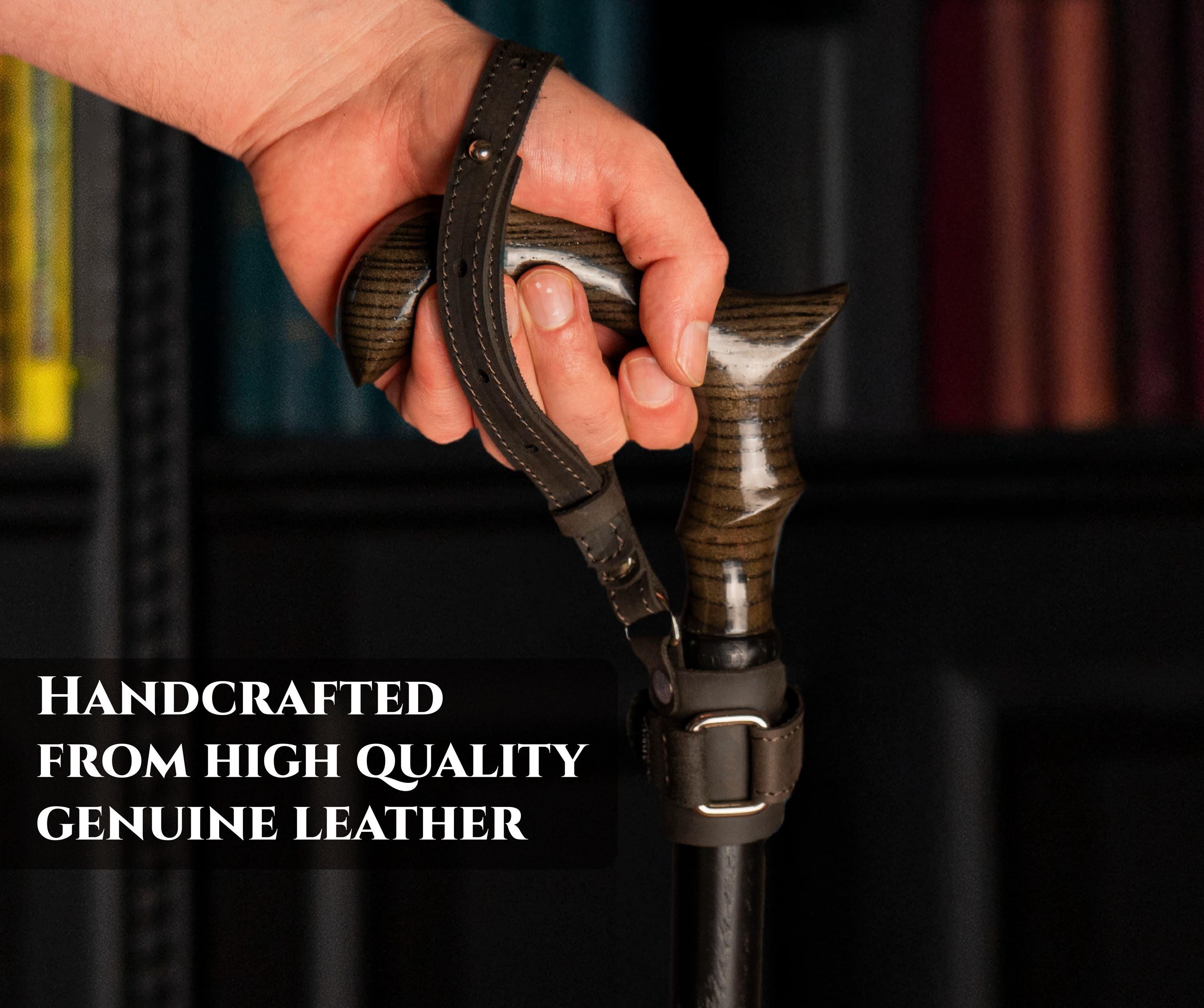 Walking Stick Wrist Cord, Dark Cane Wrist Strap, Genuine Leather Cane ...