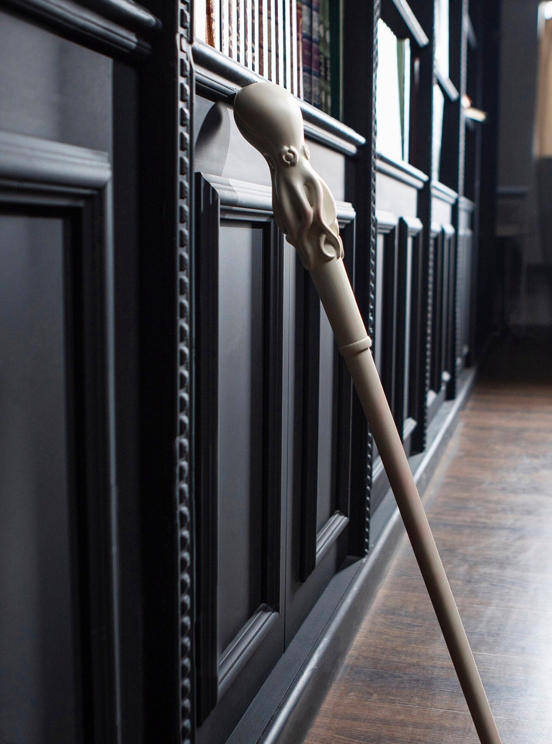 White Octopus Head Walking Cane, Fantasy Walking Cane, Wood Walking ...