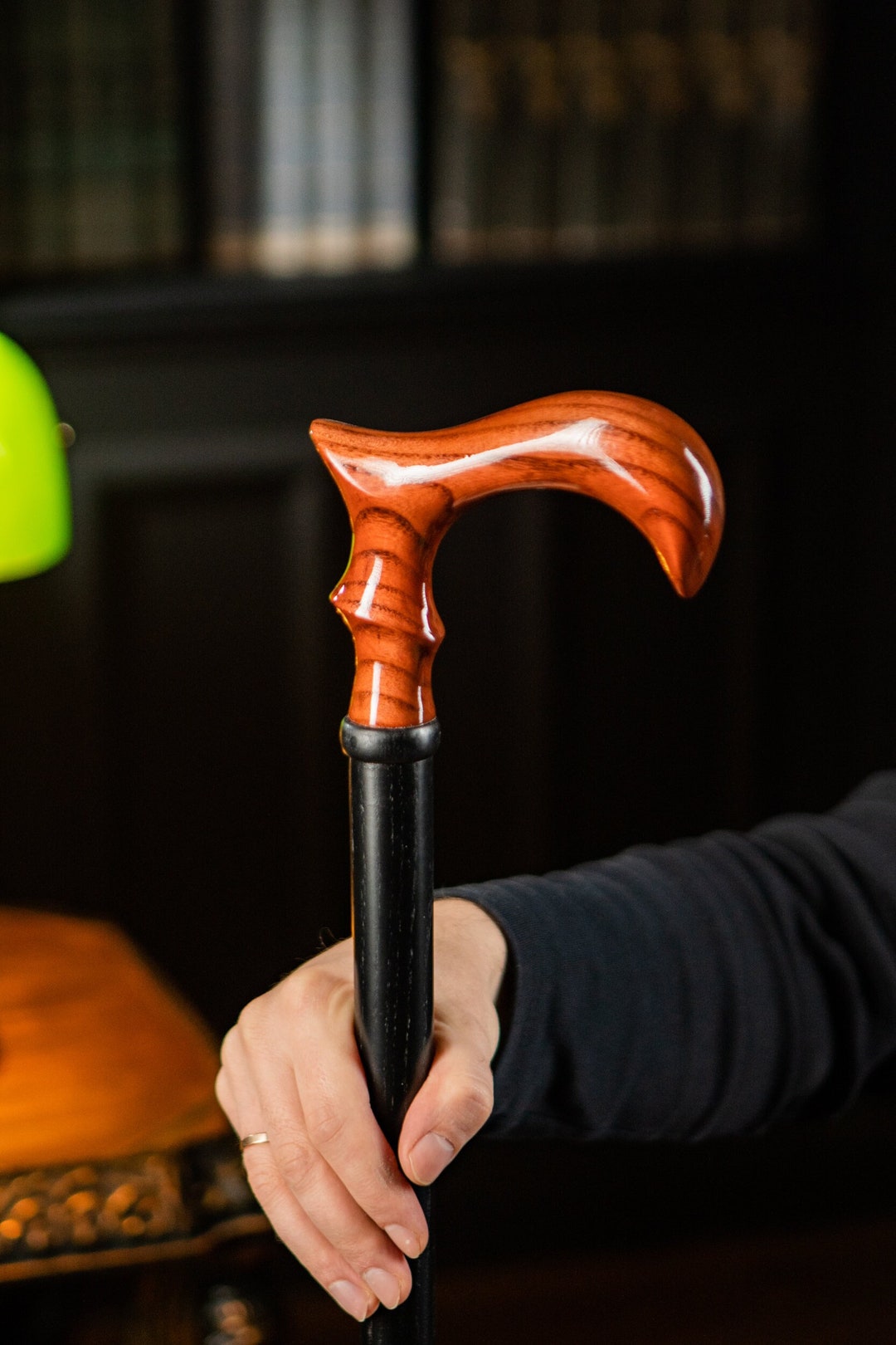 Men Wooden Cane, Ergonomic Handle Walking Stick Cane, Derby Cane ...