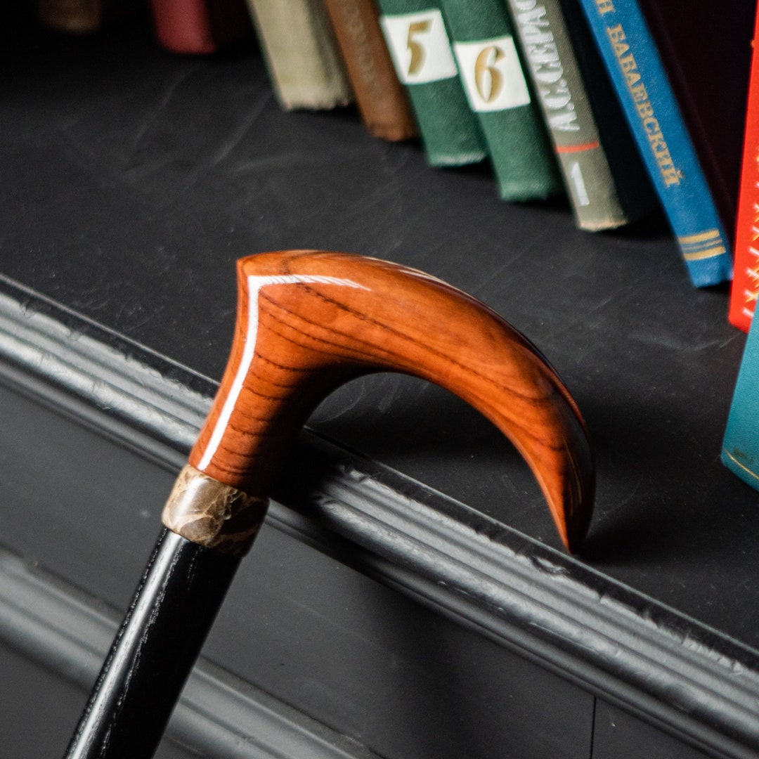 Support Walking Cane With Marble Insert for Men, Handmade Walking Stick ...