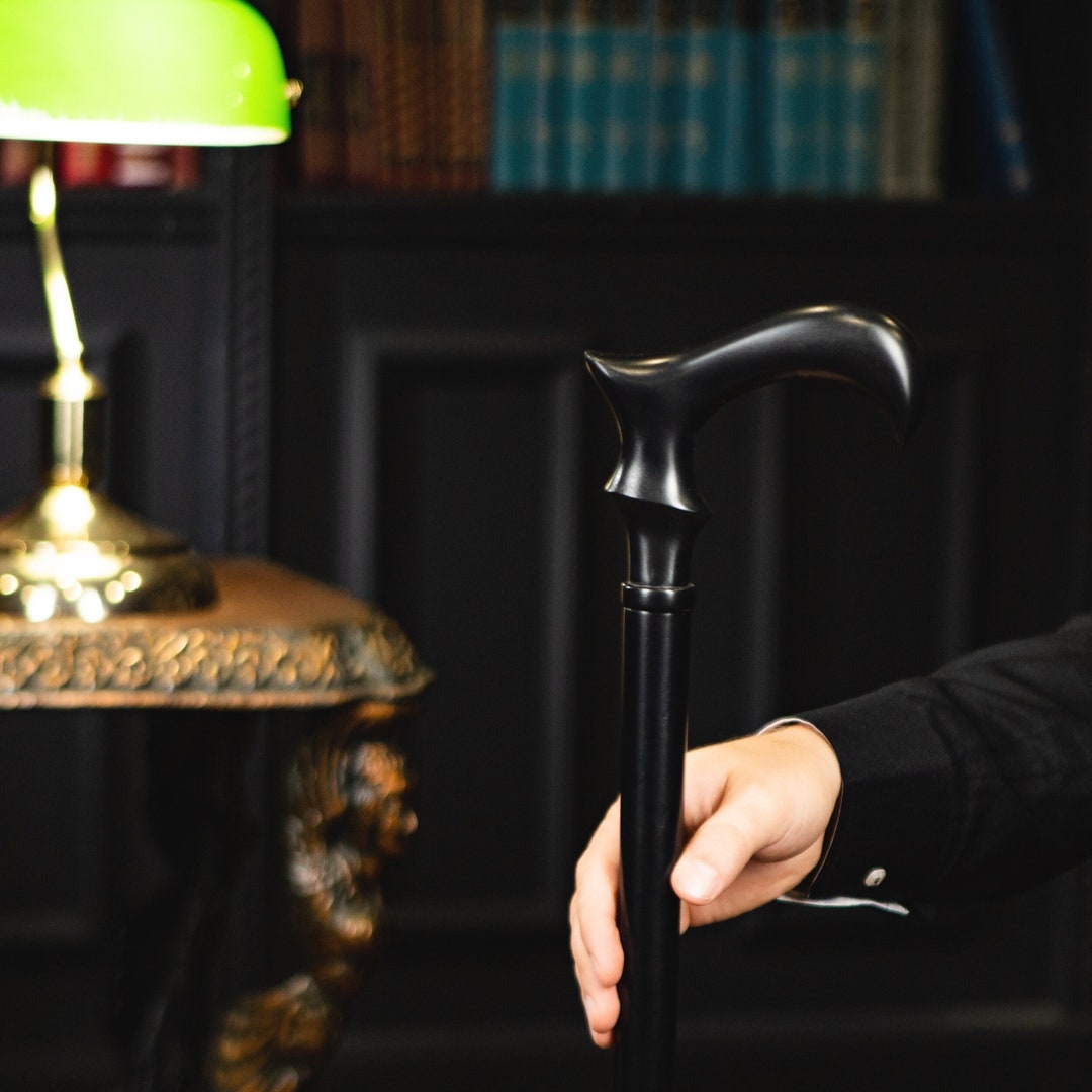 Black Hook Walking Cane for Men, Wood Carved Walking Cane, Classic ...