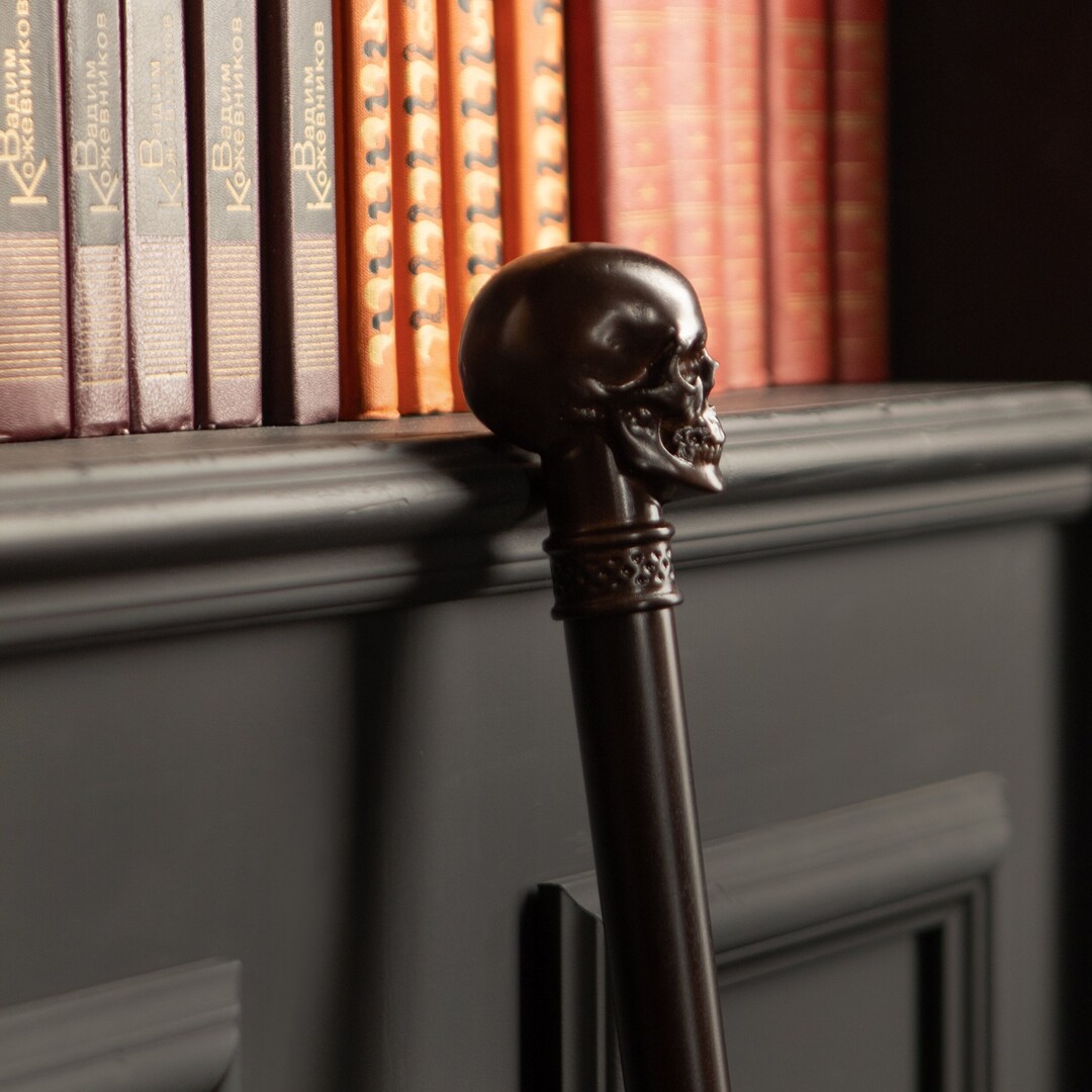 Skull Walking Cane - Hand Carved Wooden Stick - Gothic Cane Carved ...