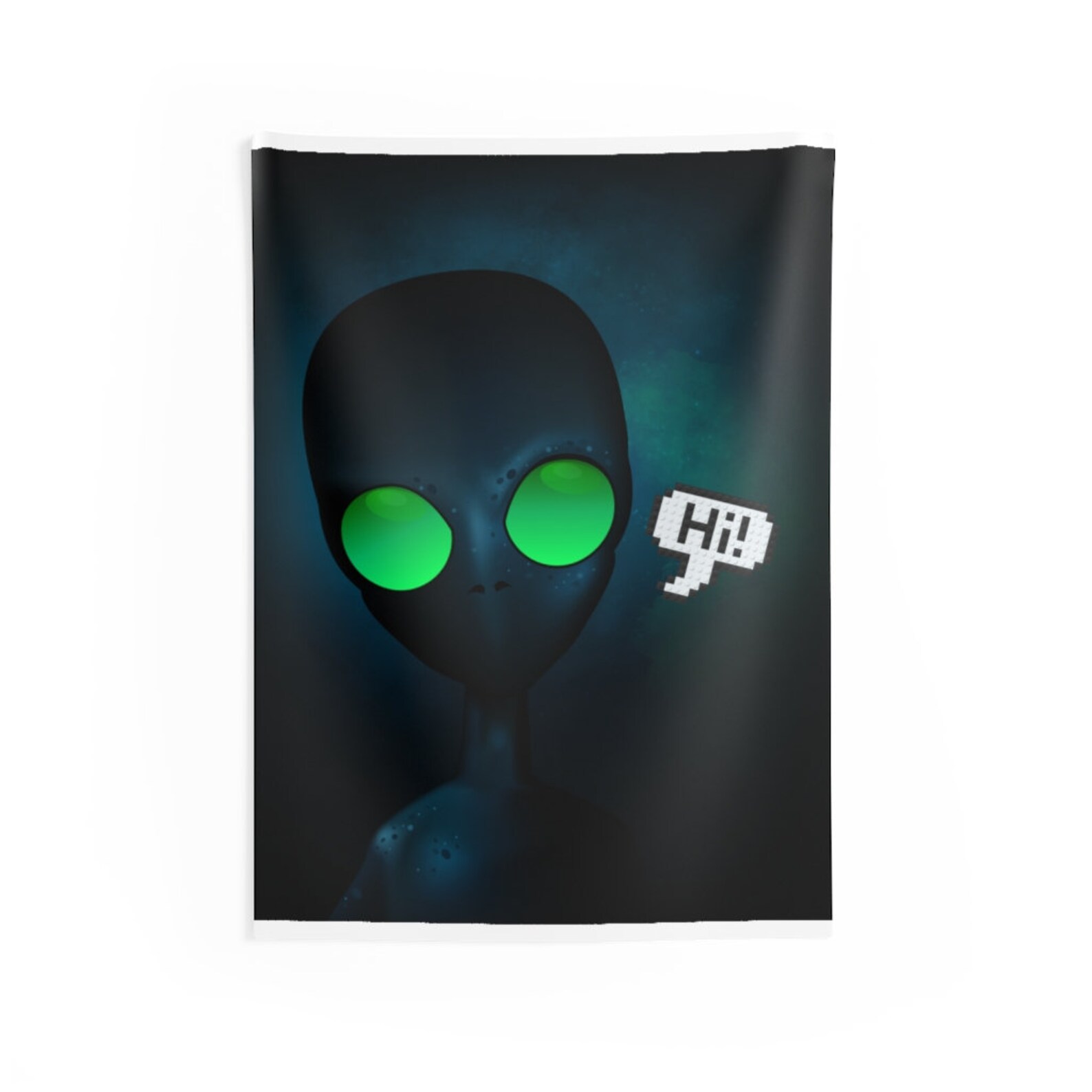 Alien Say Hi Funny Art Decor Tapestry Wall Hanging Art Print | Etsy