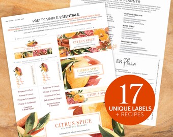 Printable labels recipes and essential oil by PrettySimple4You