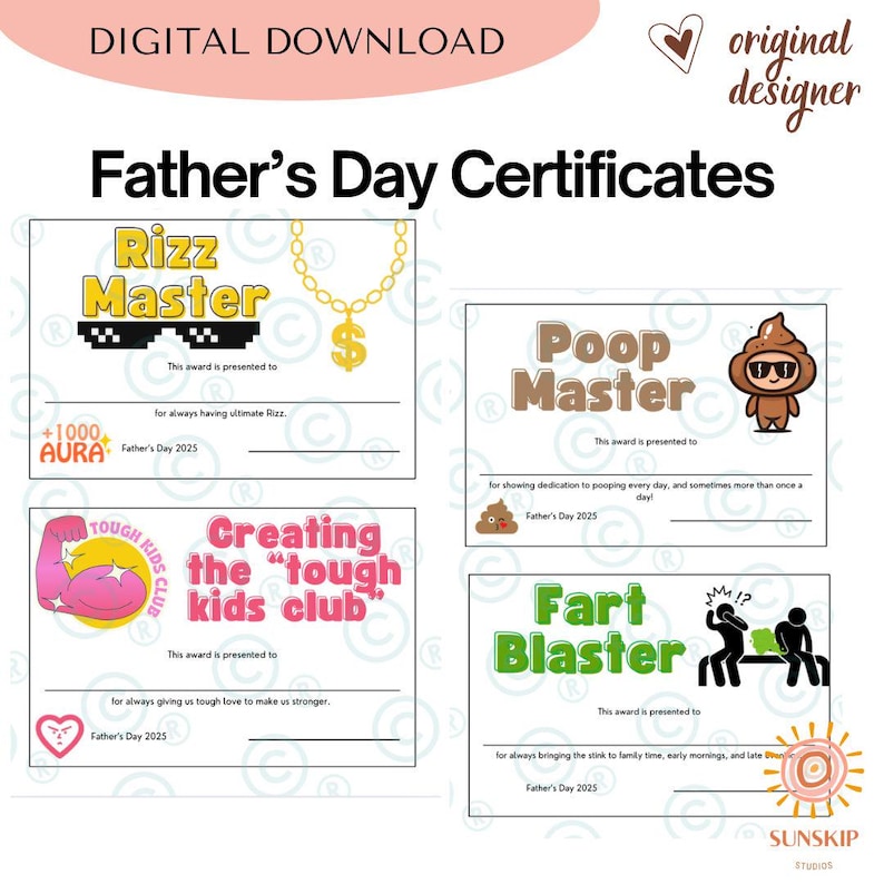 Funny Father’s Day Certificates – Printable Parody Awards for Dad ...