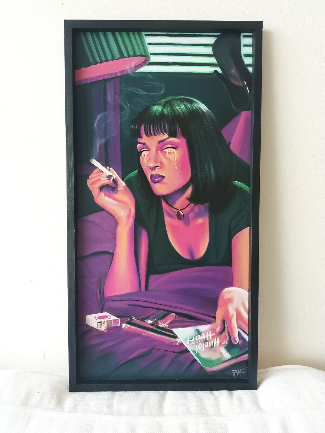 Rotten N2 Original Painting Acrylic on Wood Pulp Fiction Uma Thurman ...