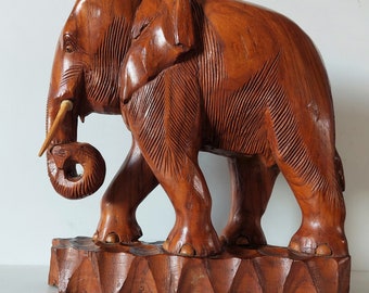 Large Teak Elephant - Etsy