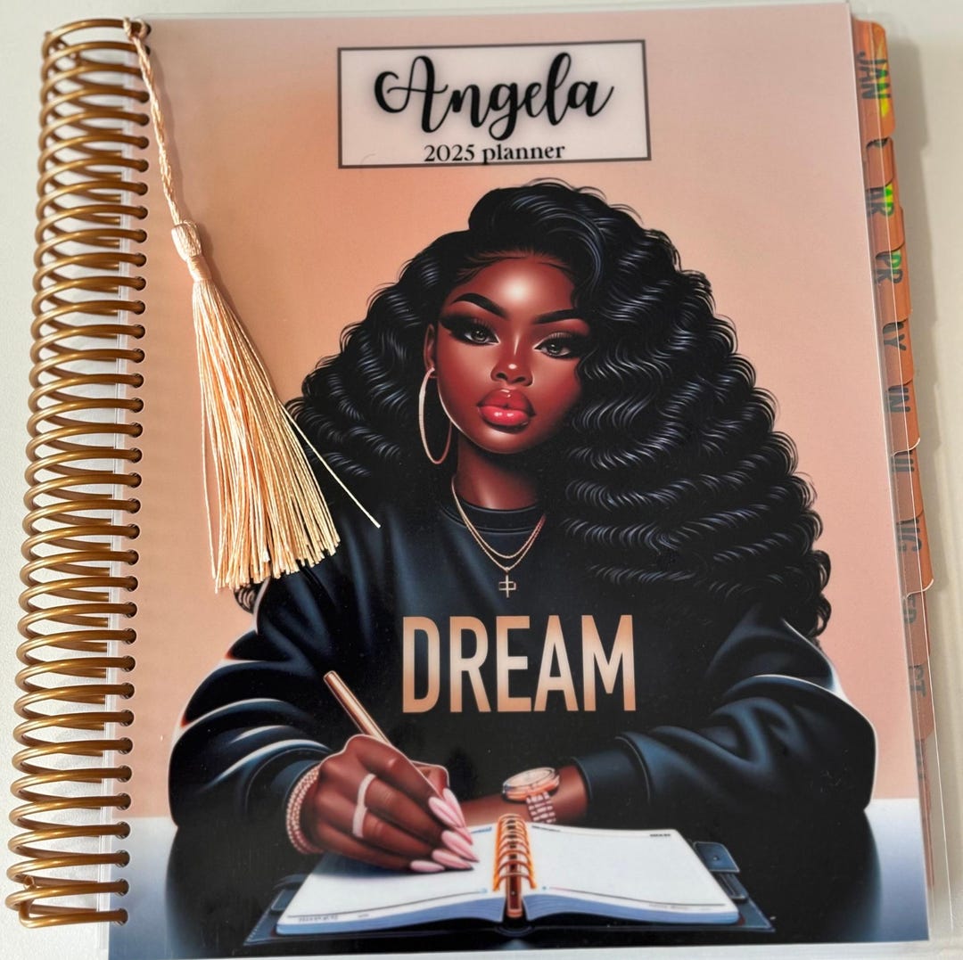 Jan to Dec 2025 All in One Personalize Planner -black Girl Planner ...