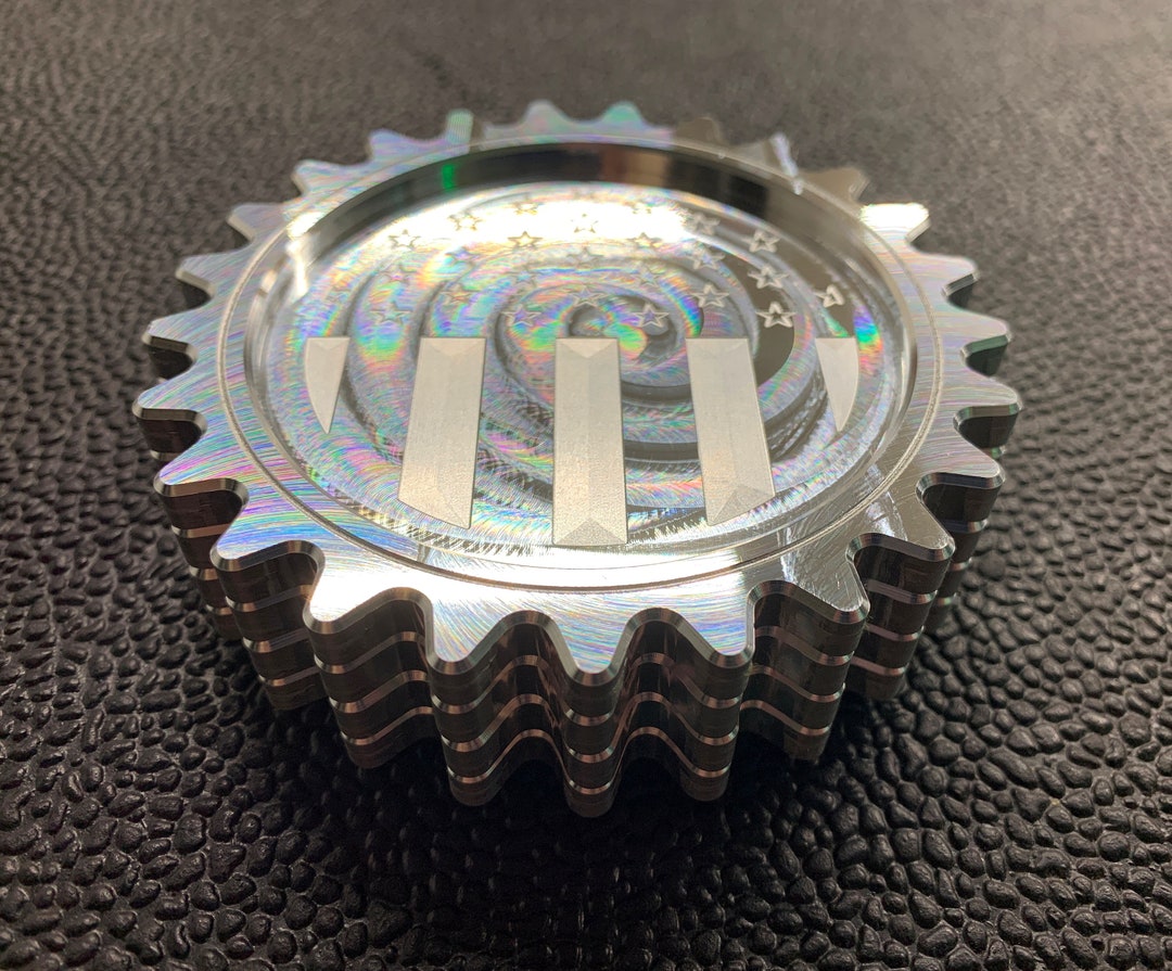 Four 4 Drink Coaster Set Nestable Machined Gear Style Stars & Stripes ...