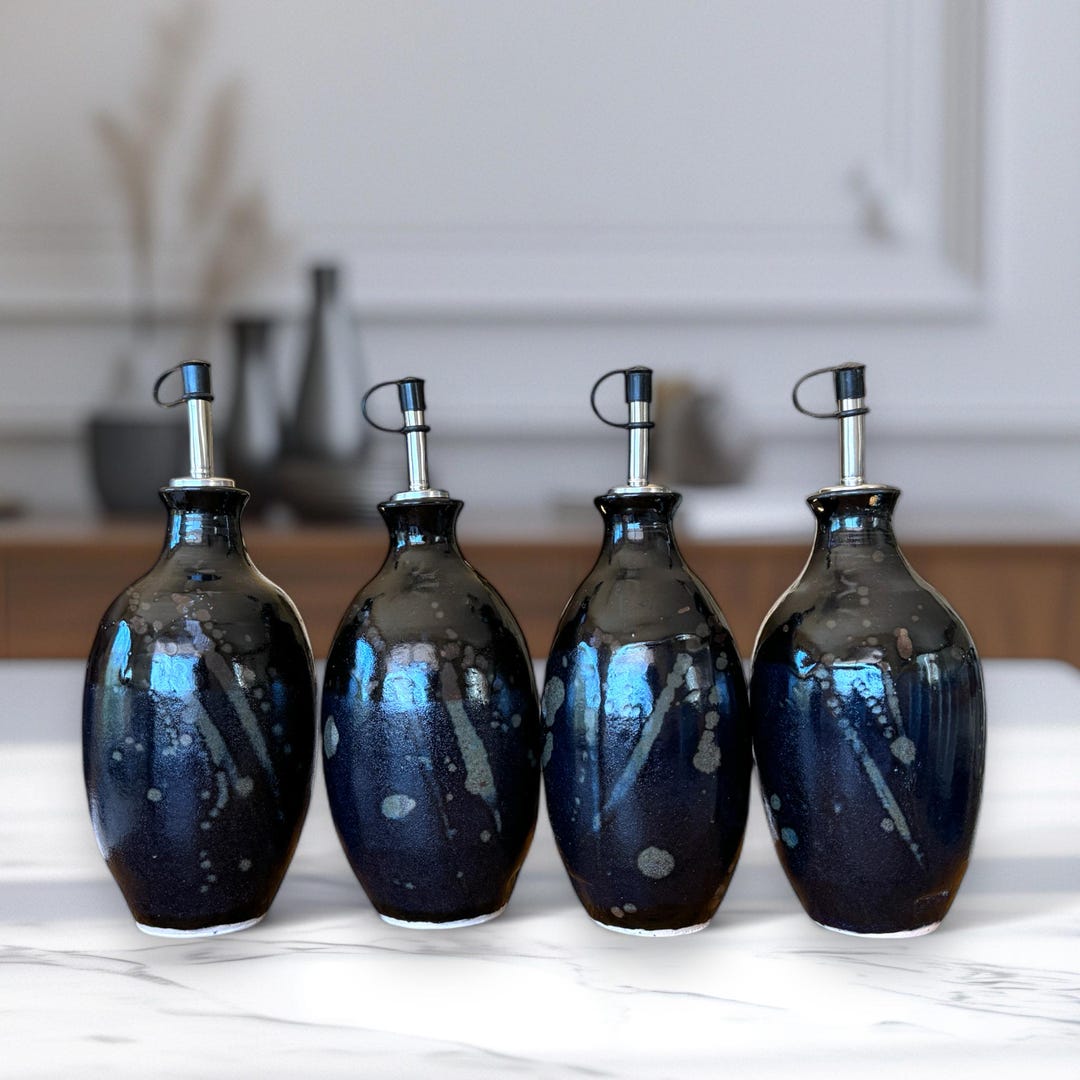 Handmade Ceramic Oil Bottle, Stoneware Soy Sauce Dispenser, Pottery Oil ...
