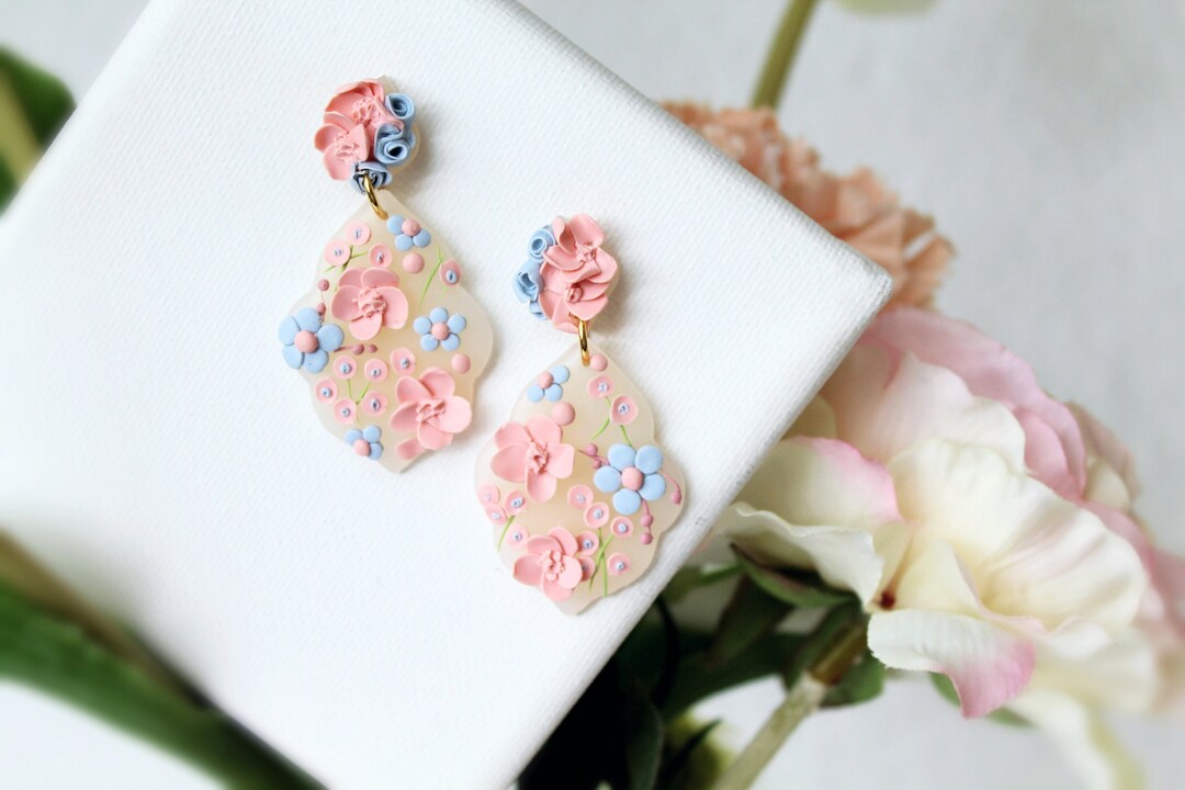 Flower Earrings, Polymer Clay Earrings, Spring Earrings, Clay Earrings ...