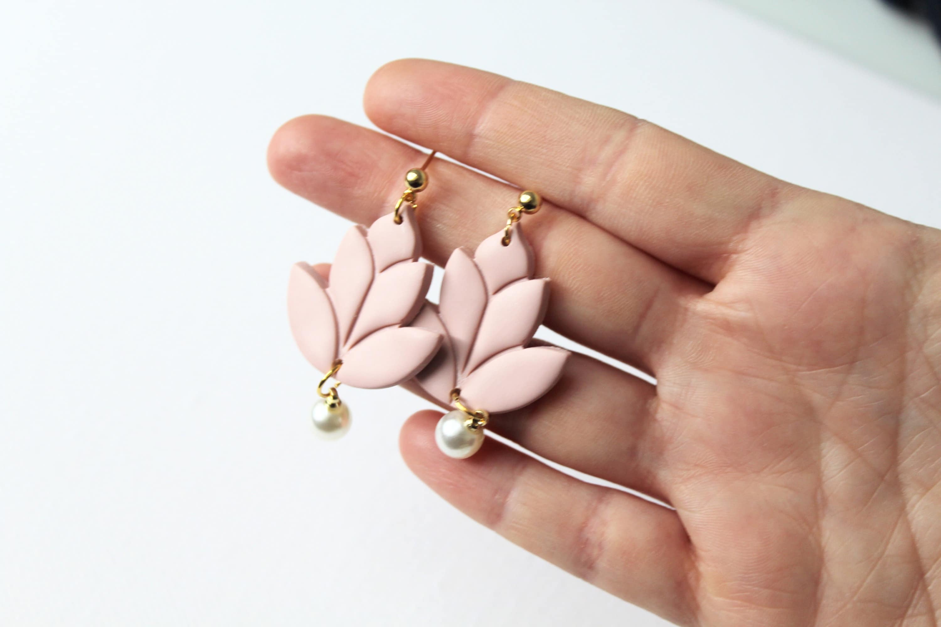 Lotus Earrings Clay Earrings Statement Earrings Floral | Etsy