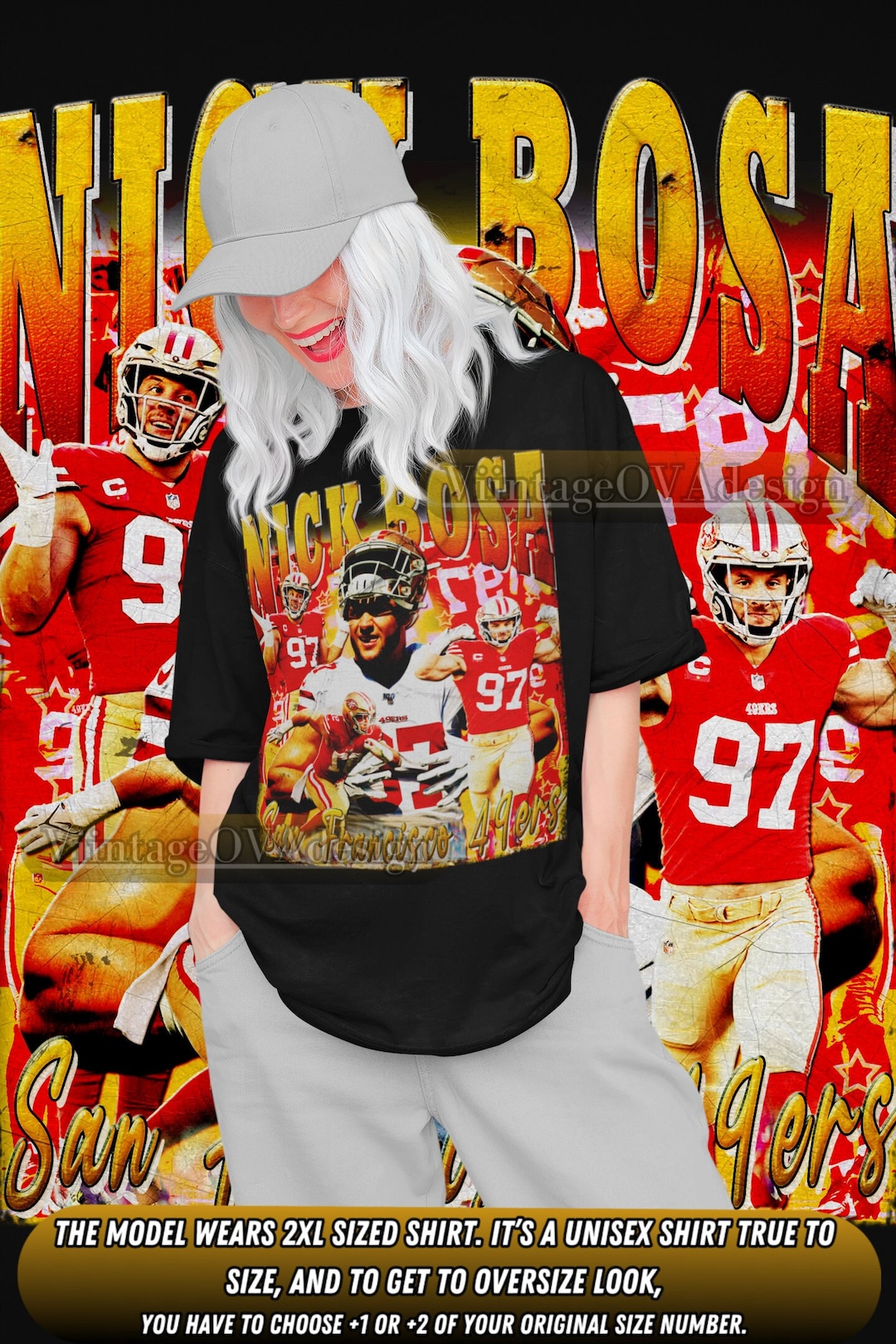 Retro Nick Bosa Shirt, Homage Nick Bosa, Graphic Football Player ...