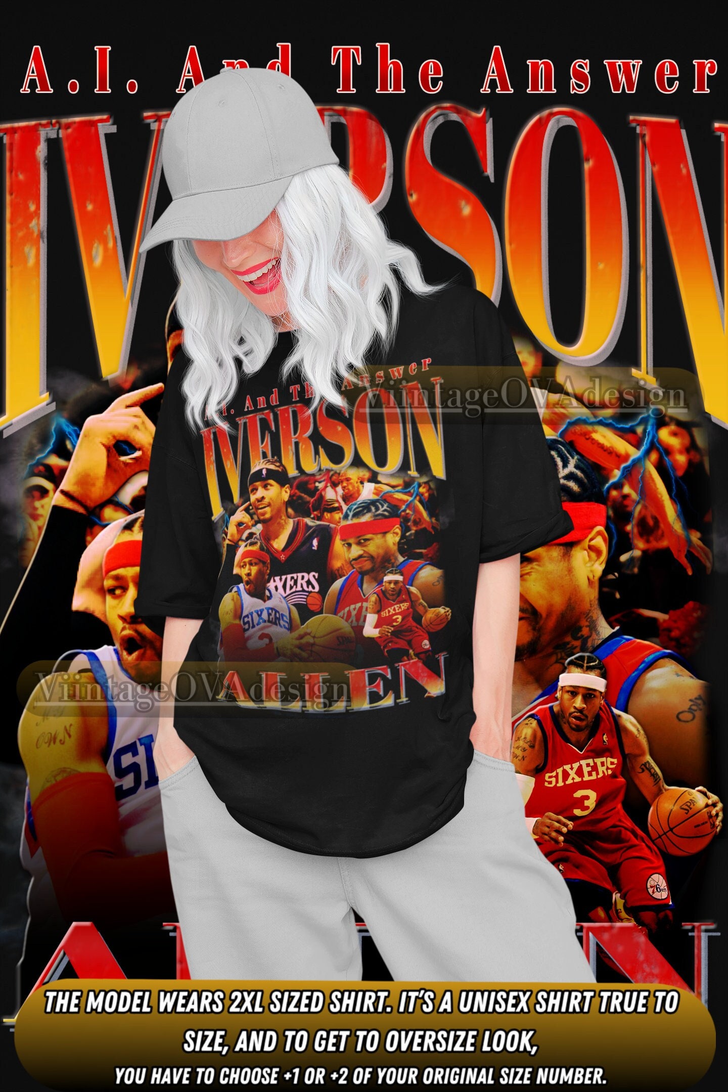 Retro Allen Iverson Shirt, Homage Allen Iverson Tshirt, 90s Basketball ...