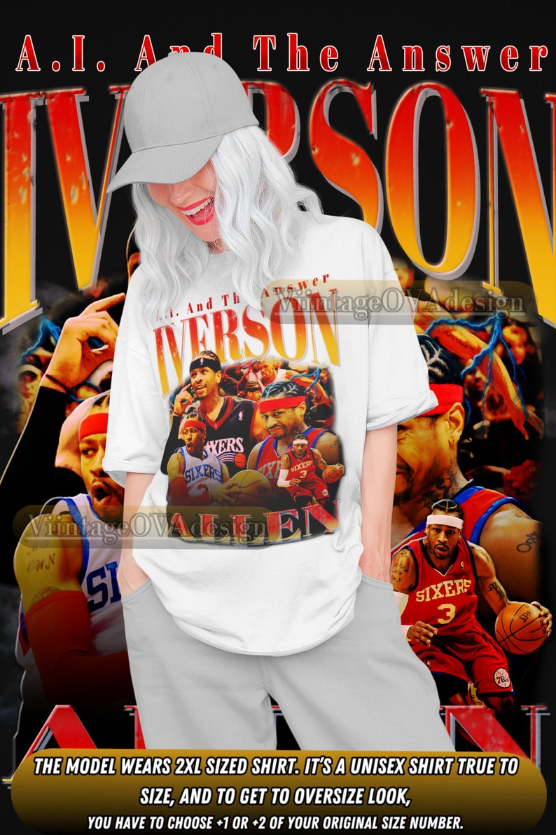 Retro Allen Iverson Shirt, Homage Allen Iverson Tshirt, 90s Basketball Bootleg Style Tee, the ...
