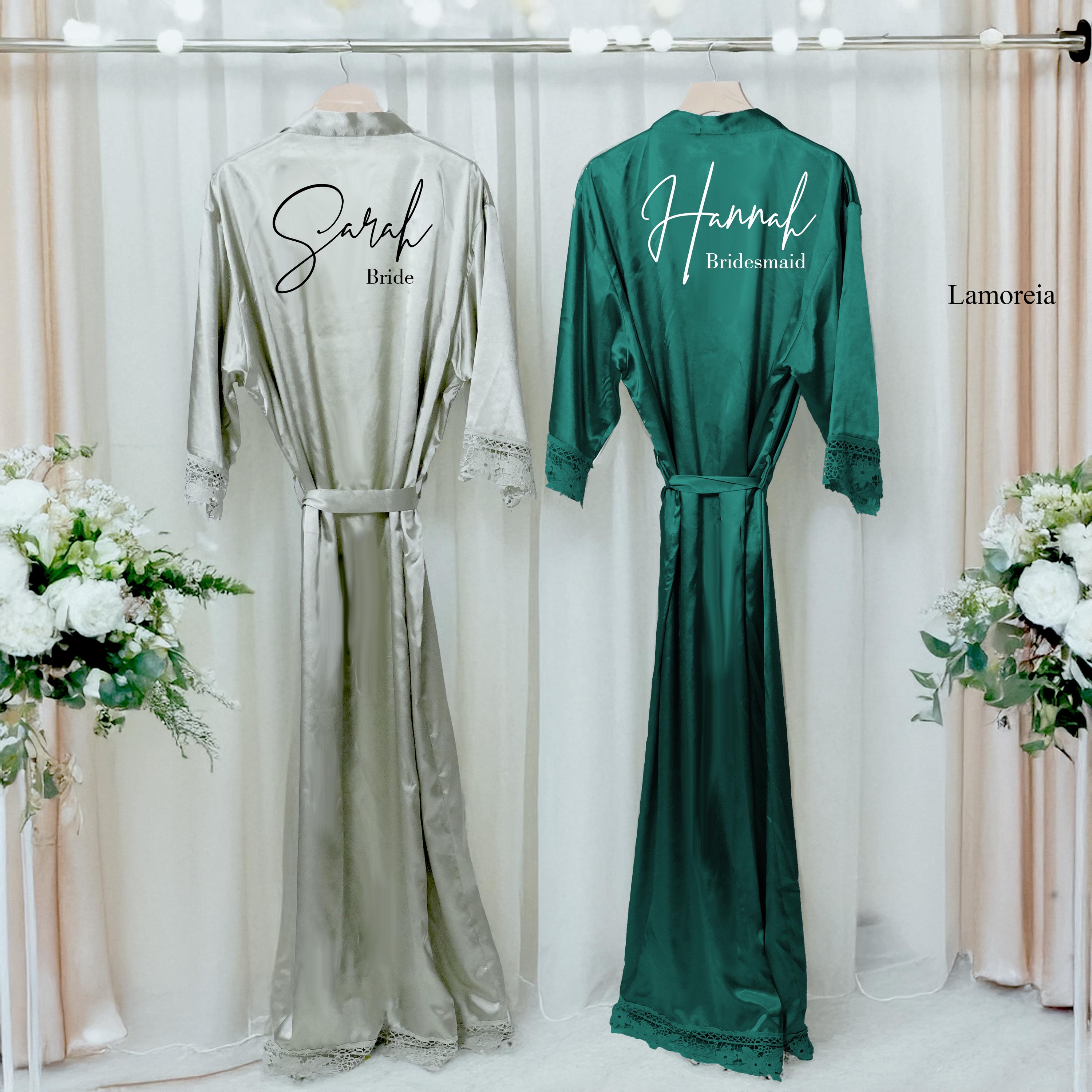 Personalized Extra Long Robes With Lace, Dressing Gown, Bridesmaid ...