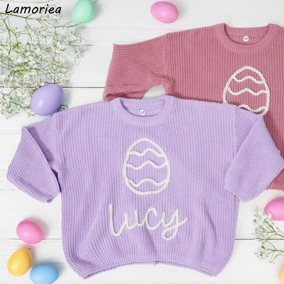 Hand Stitched Easter Sweater, Easter Egg Jumper, Toddler Easter Gift ...