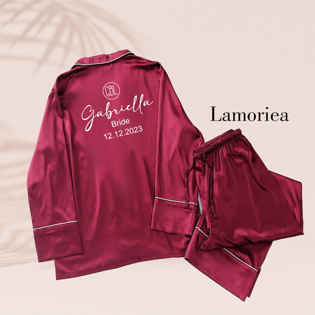 Personalized Initial Pyjamas, Custom Bride Bridesmaid Pajamas Set ...