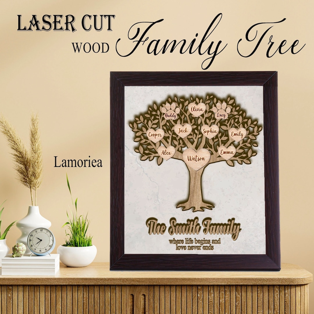 Personalized Family Tree, Laser Cut Wood Family Tree, Gift for Parents ...