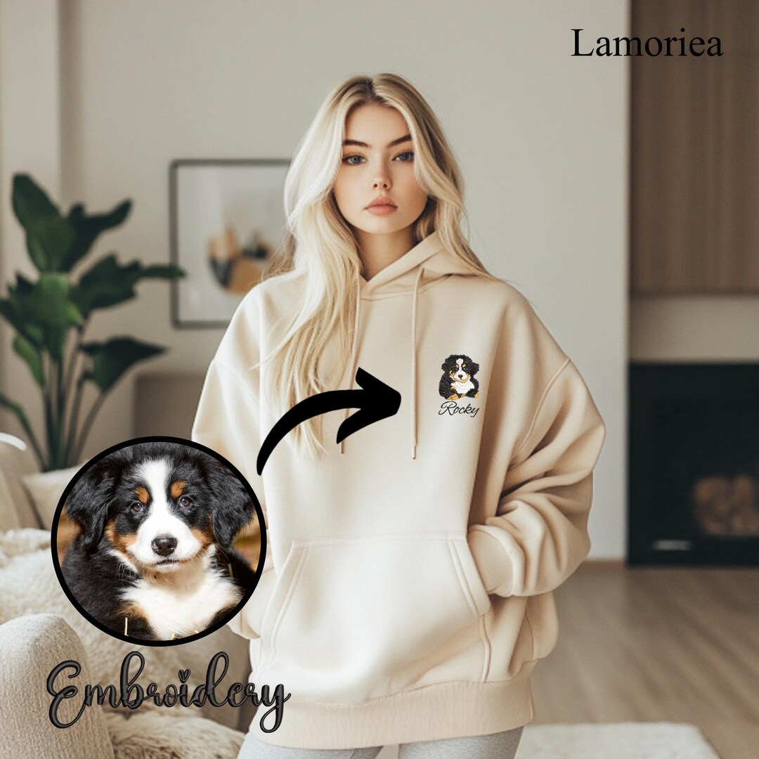 Personalized Embroidered Pet Shirt, Pet Photo Hoodie, Embroidered Pet ...