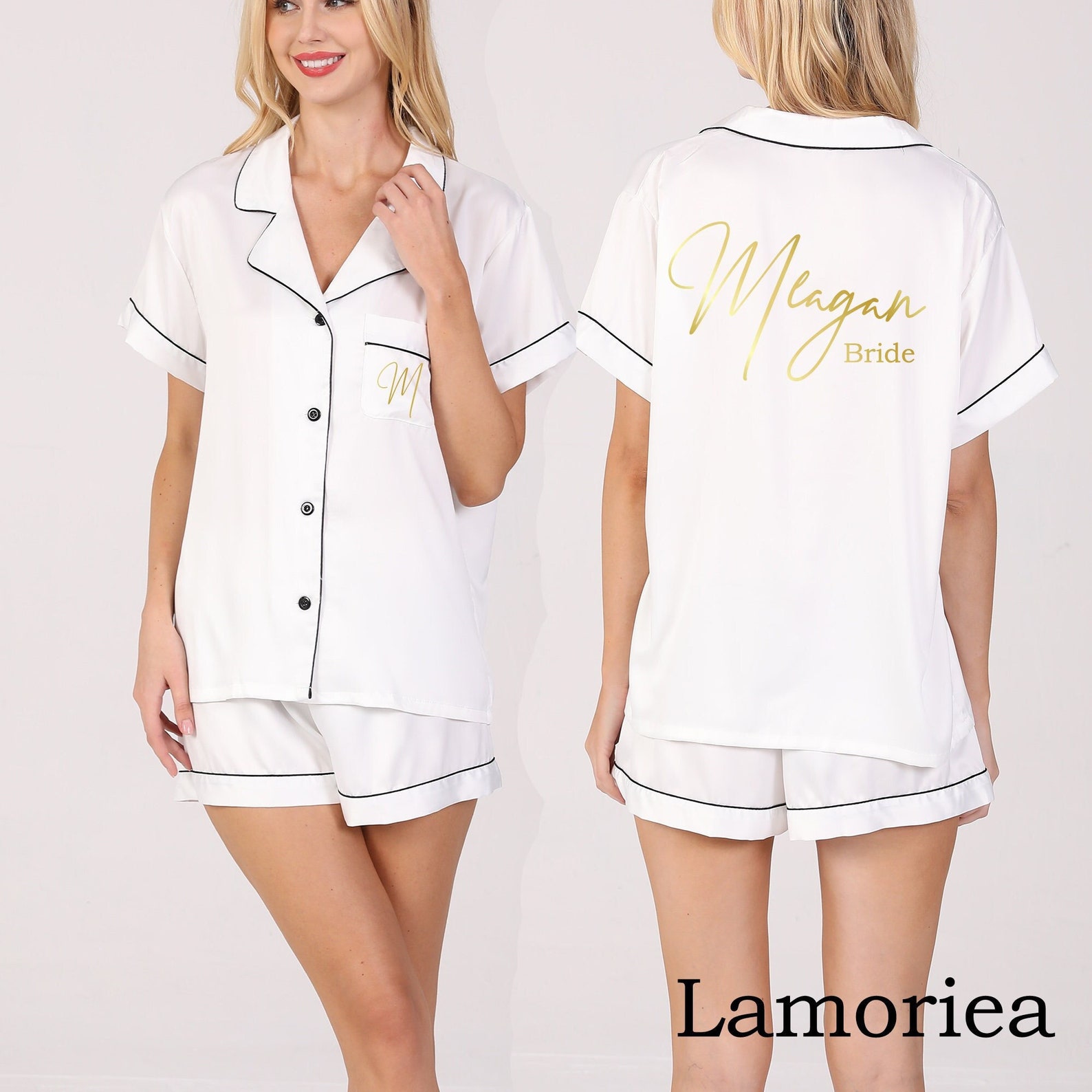 Personalised Couples Pyjamas, Mr & Mrs Satin Pajamas, Monogram Pajamas ...