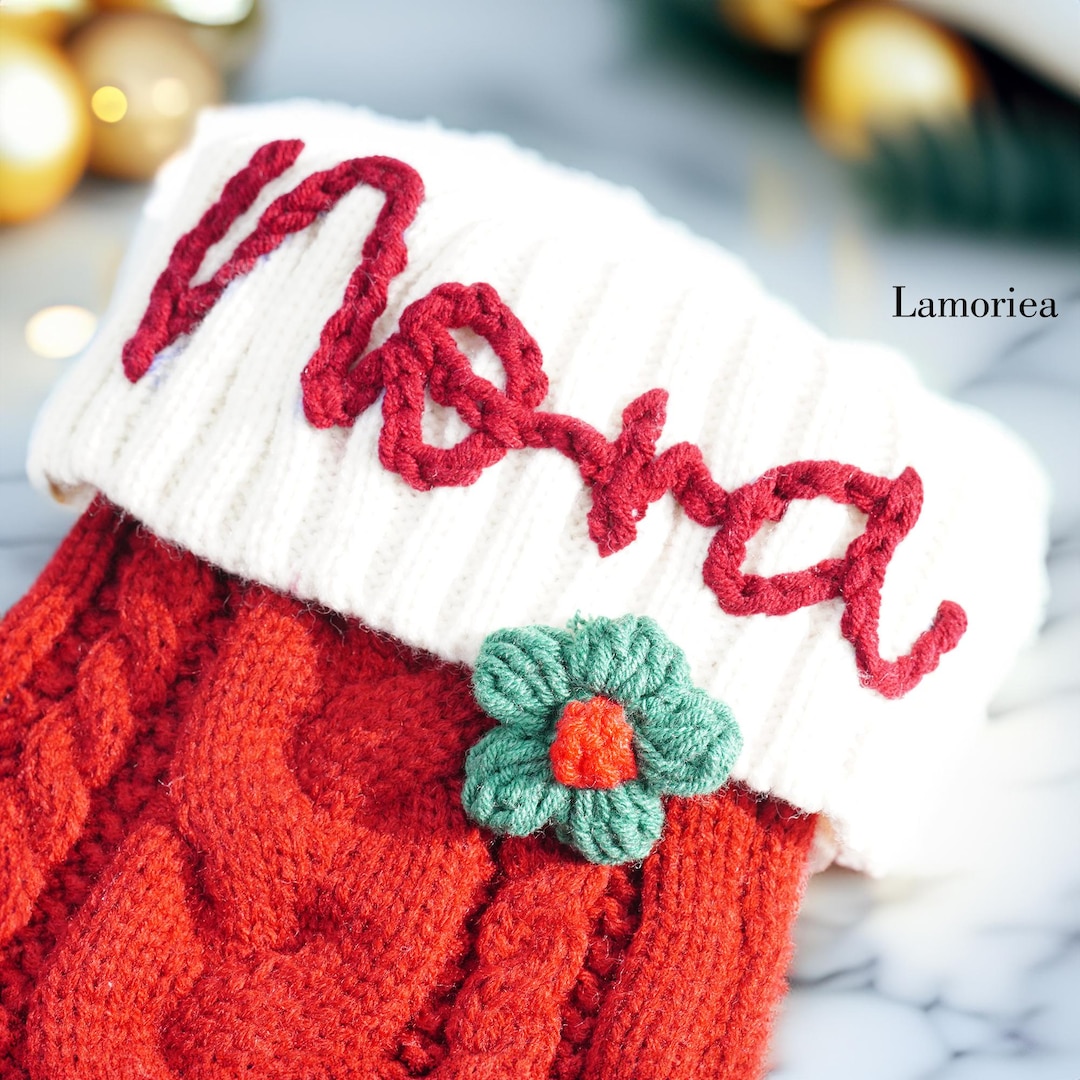 Personalized Hand-embroidered Christmas Stockings, Custom Christmas Red ...