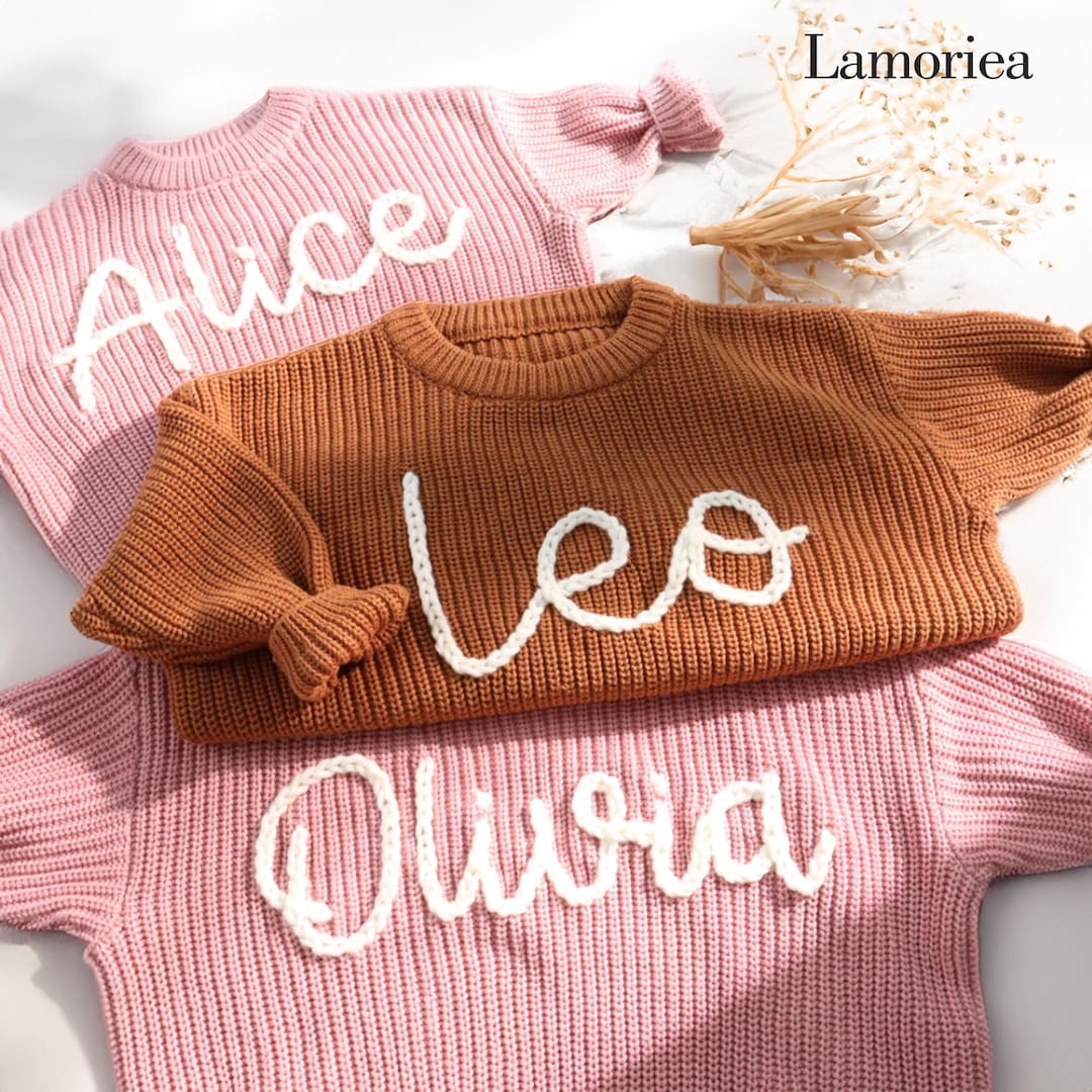 Personalized Baby Jumper With Hand-embroidered Name Monogram, Baby ...