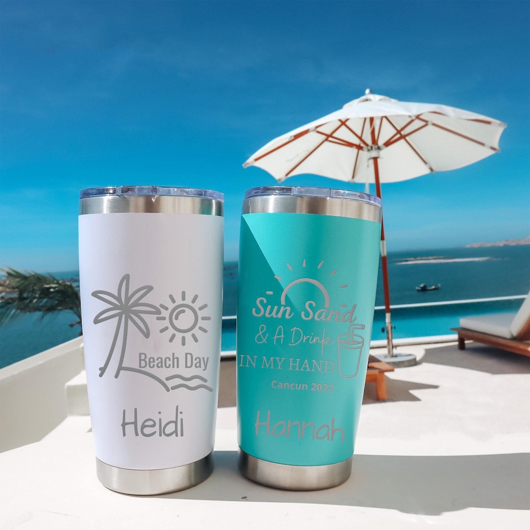 Personalized 20oz Vacation Tumbler, Custom Travel Mug, Laser Engraved ...
