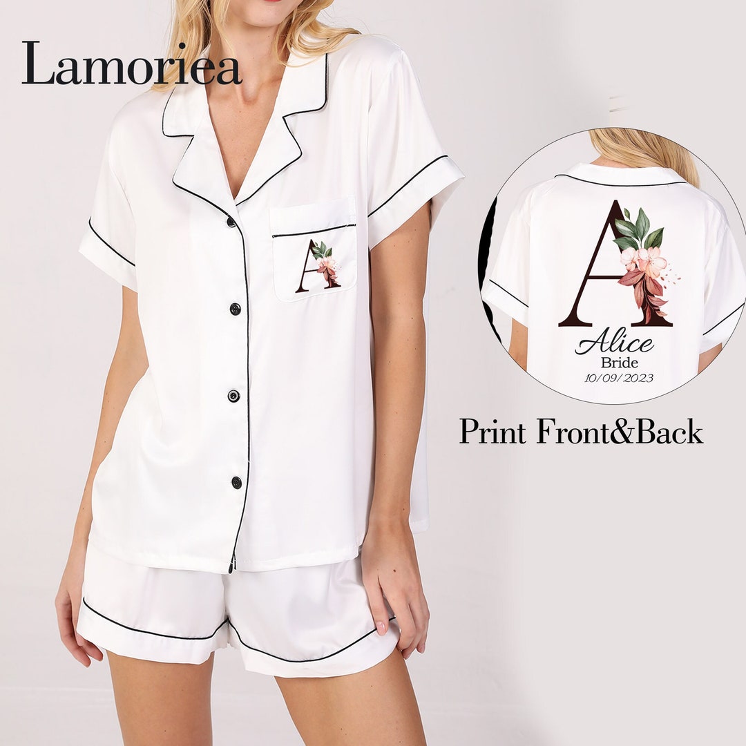 Customized Bride Bridesmaid Pajamas Set, Floral Pajamas Set, Bridesmaid ...