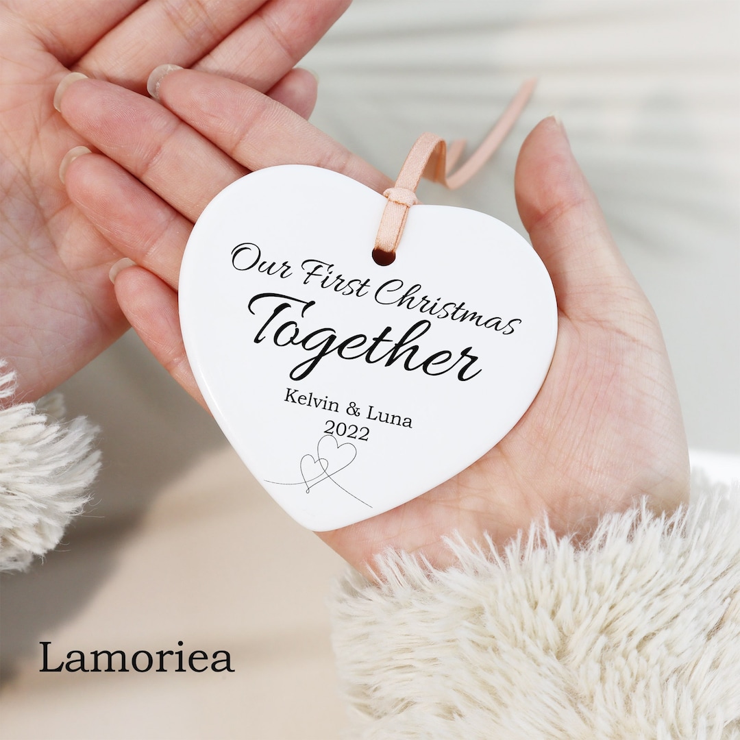 First Christmas Together Ornament, Custom Engaged Creramic Bauble ...