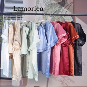 Custom Embroidered Women Pajamas Set, Bridesmaid Proposal Gifts, Satin ...