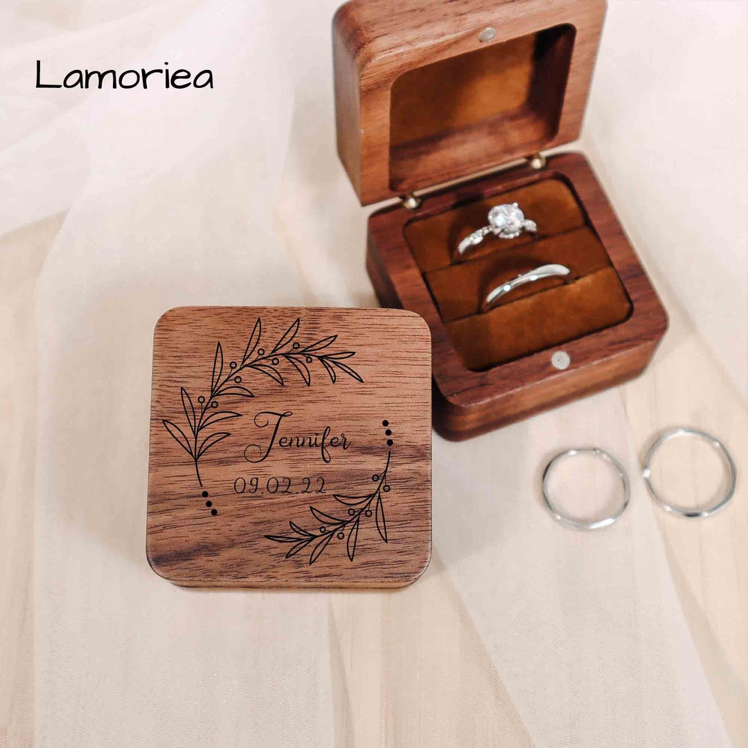 Personalized Ring Box Wedding Ring Box Wooden Ring Box Named Ring Box ...
