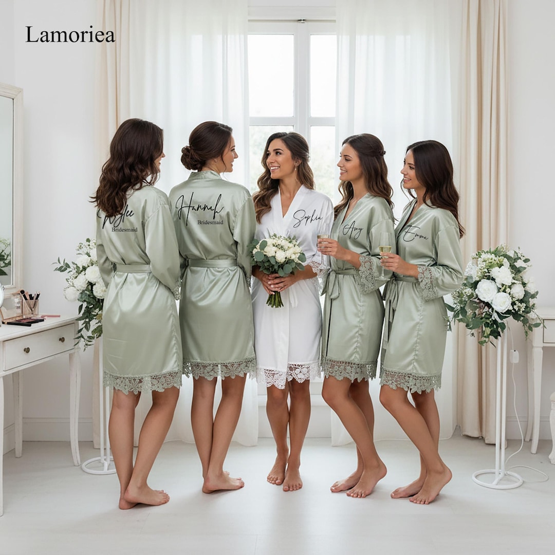 Personalised Robe With Lace, Bridesmaid Proposal Robe, Bride Squad Robe ...
